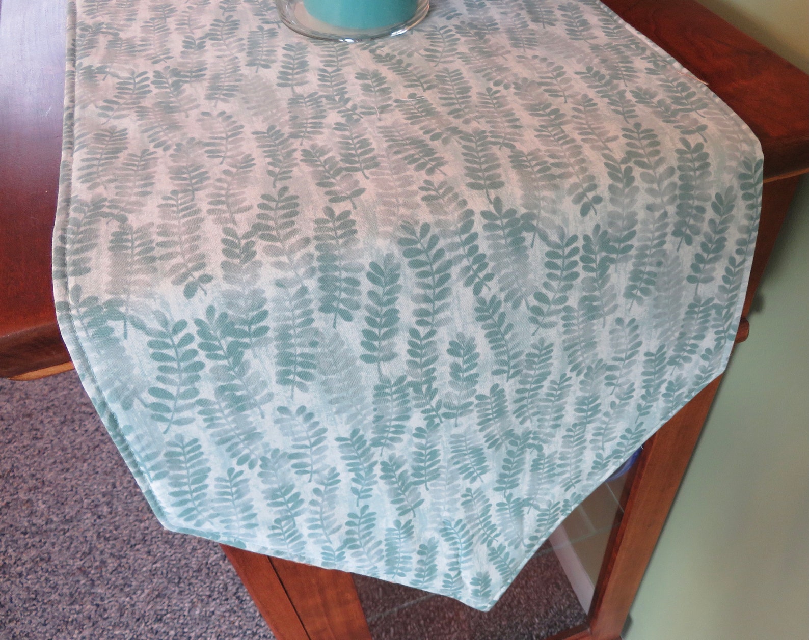 54 72 Aqua Floral Spring Table Runner Reversible - Etsy