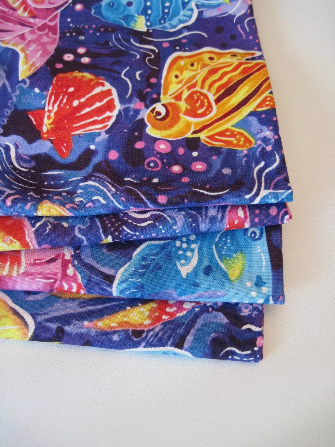 SALE Tropical Fish Napkins Set 4 Colorful Summer Napkins Nautical ...