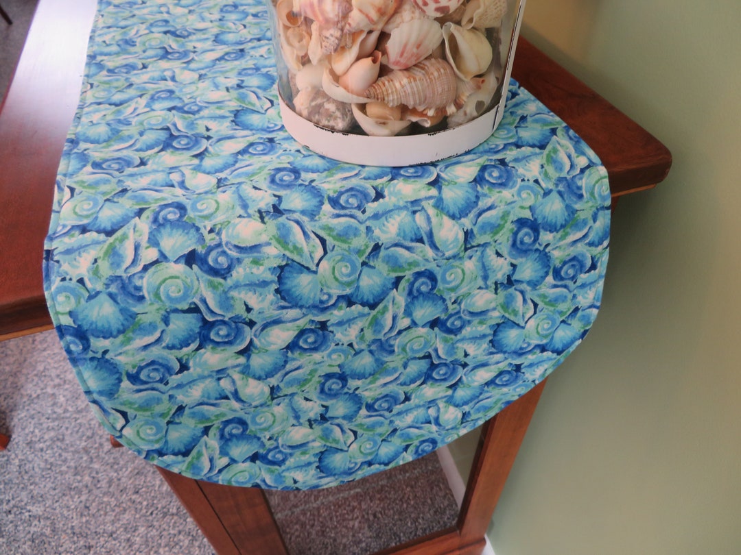 SALE 36 Seahorse Seashell Table Runner Reversible Summer Beige Beach ...