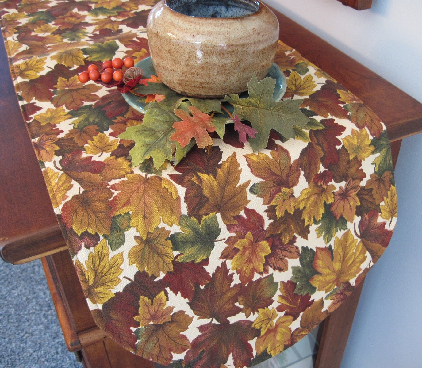 36 Autumn Leaves Table Runner Golden Leaves Fall Table | Etsy
