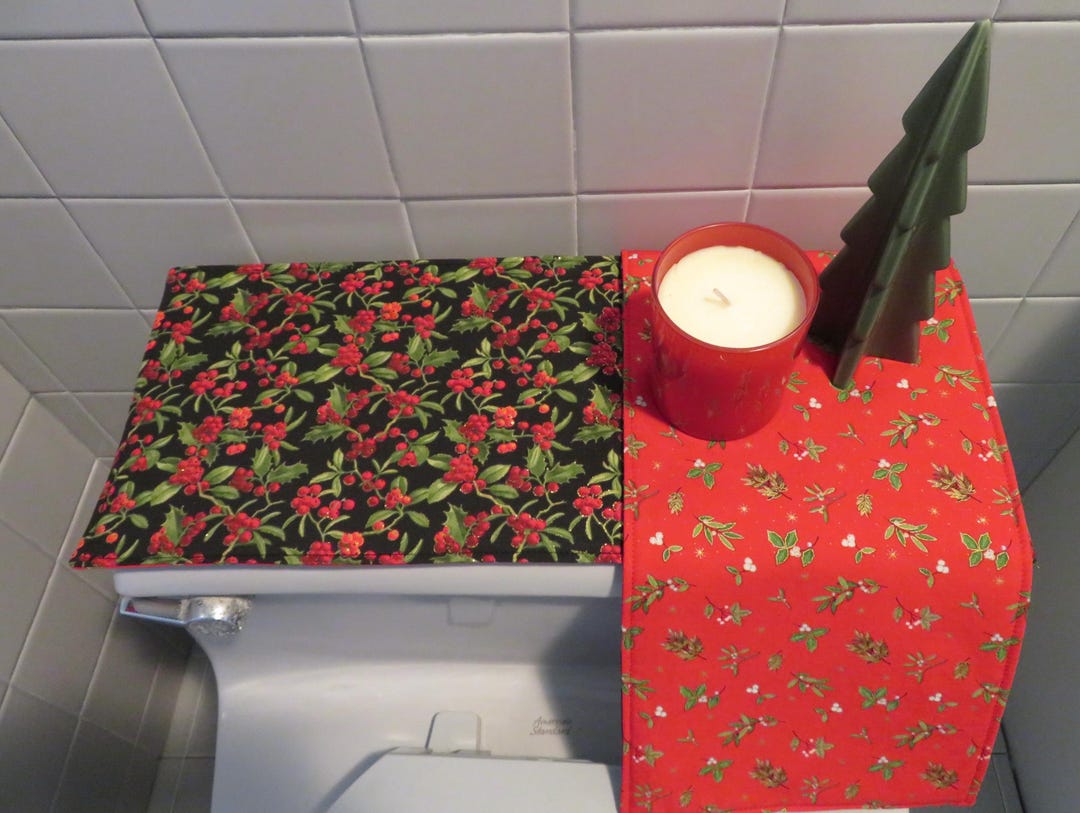 Christmas Holly Toilet Tank Runner Christmas Red Toilet Tank Topper ...