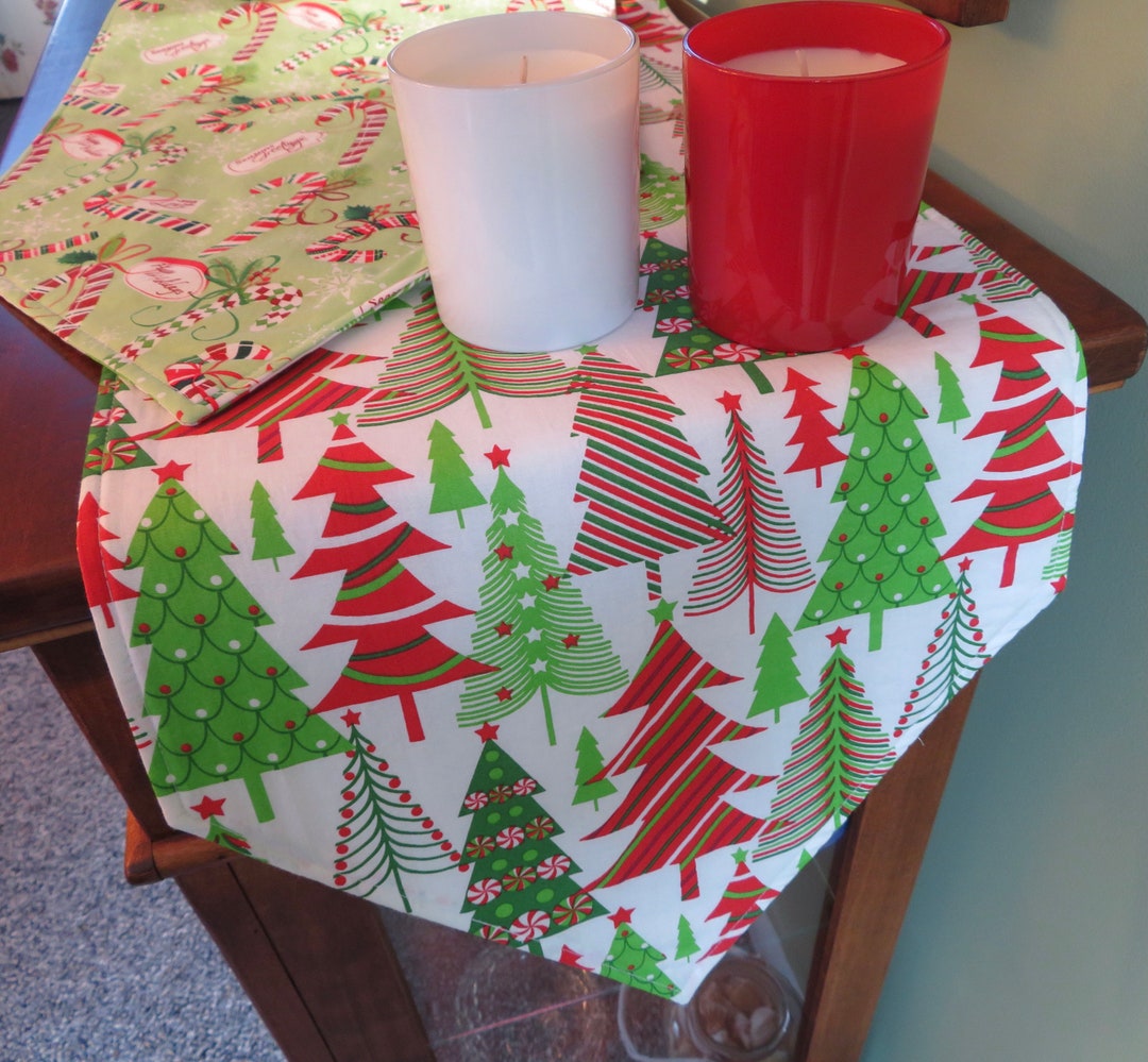 54 Christmas Table Runner Reversible Candy Cane Christmas Tree Table ...