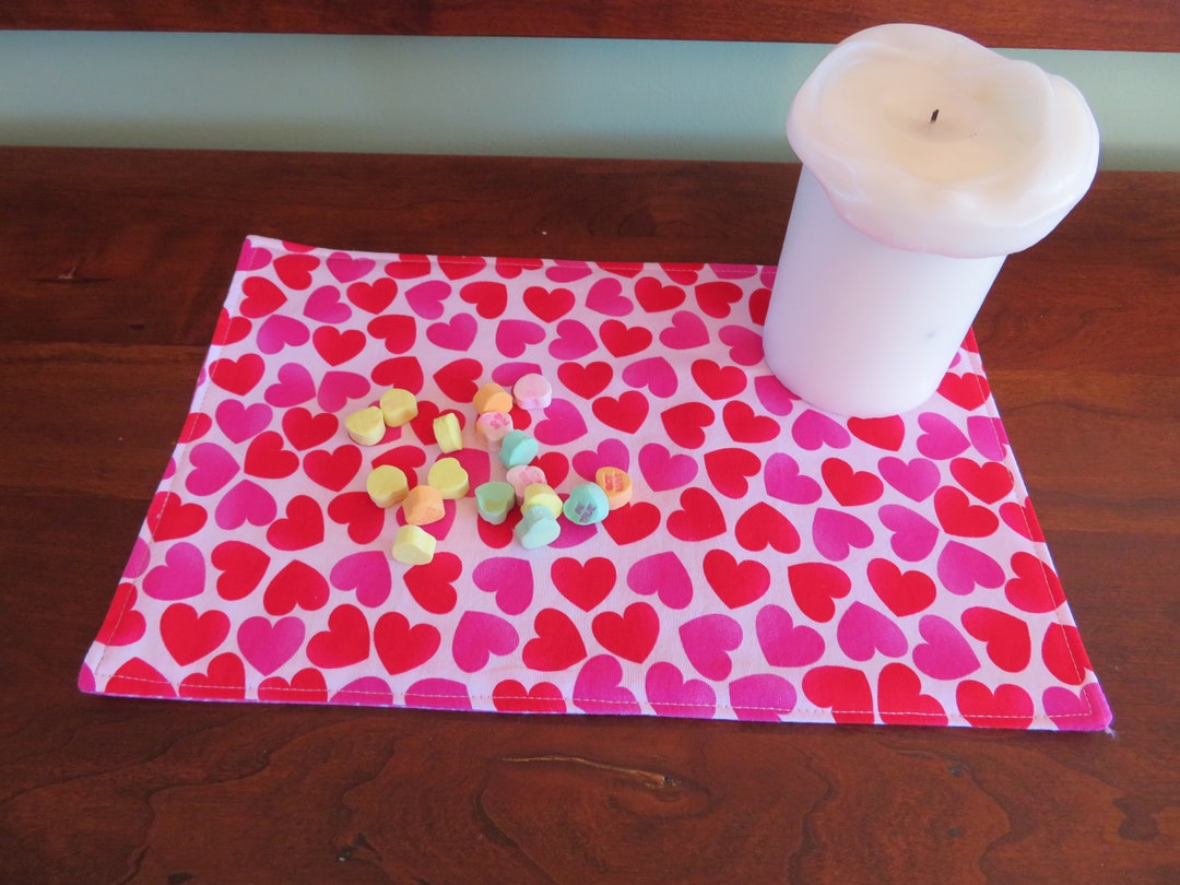 Heart Snack Mat Reversible Valentines Day Small Mat Valentines ...