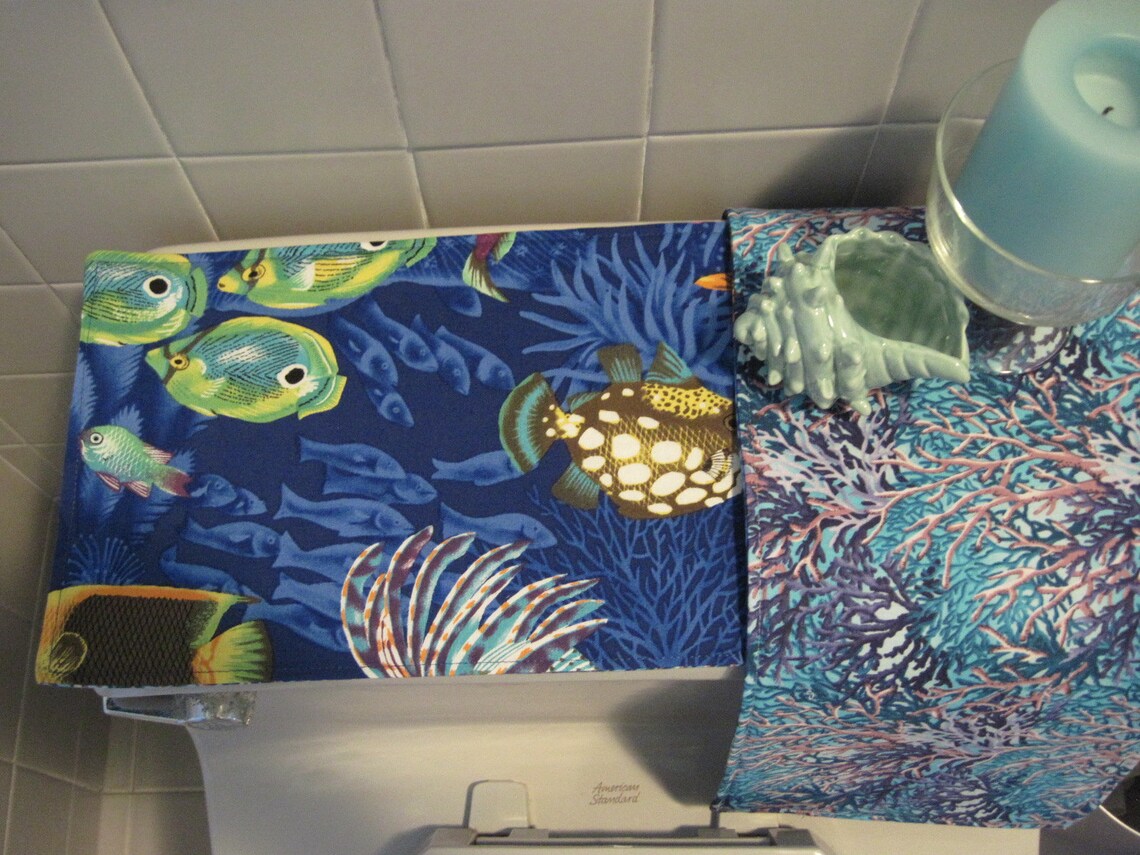 Tropical Fish Toilet Tank Runner Nautical Toilet Tank Topper Blue ...