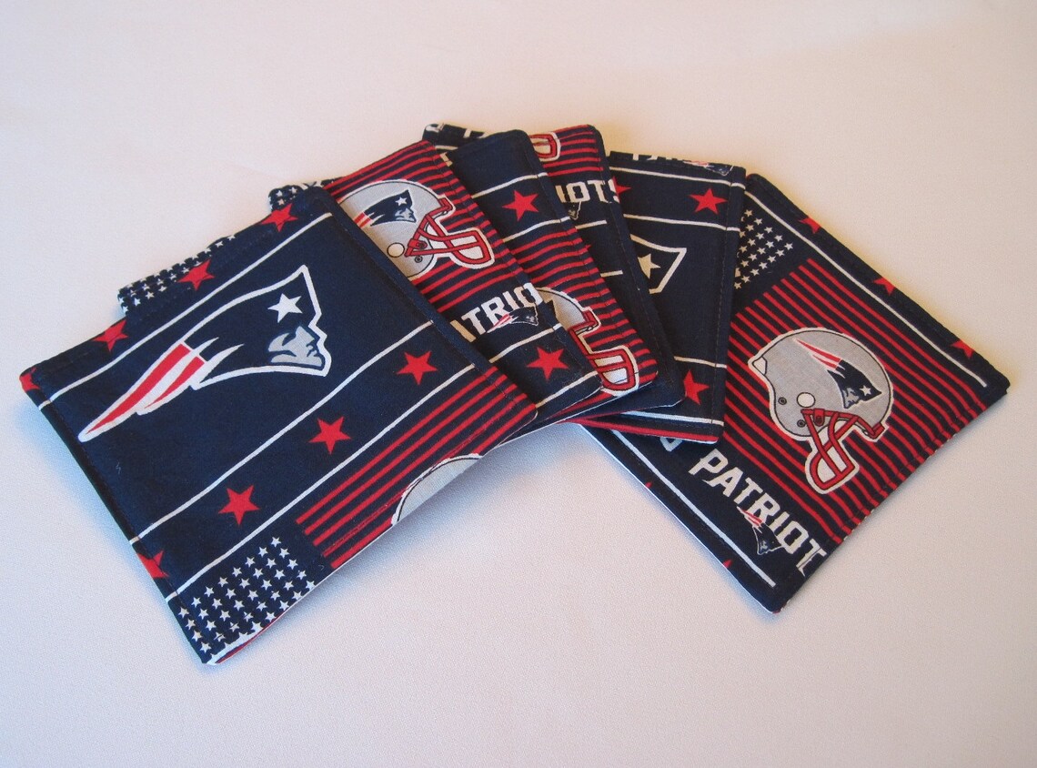 NE Patriots Coasters Reversible Set of 4 or 6 NFL Coasters | Etsy