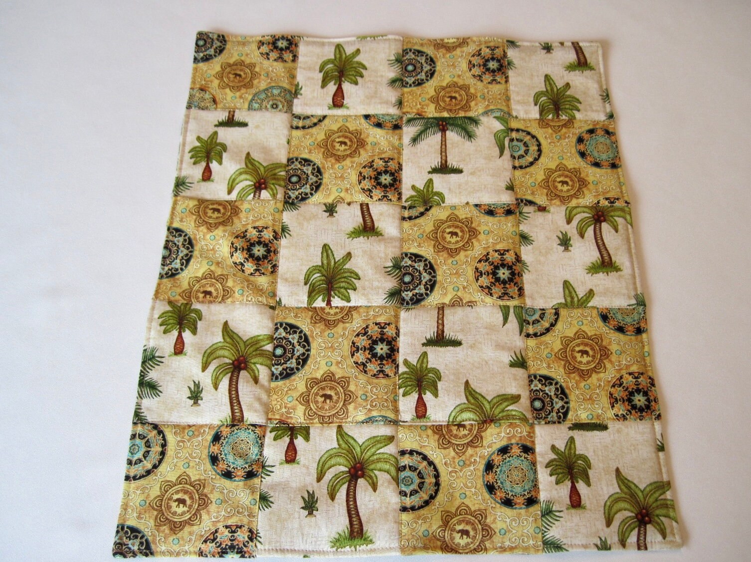 Palm Tree Quilted Centerpiece Reversible Tropical Green Table | Etsy