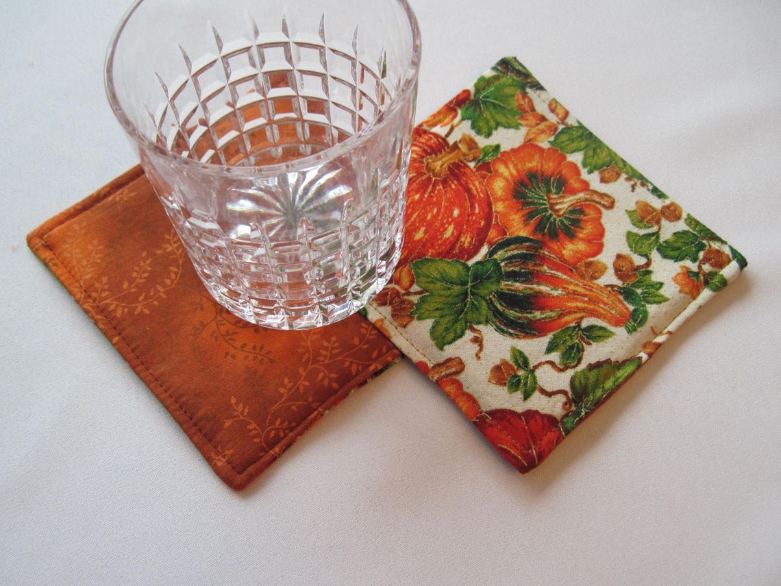 Fall Coasters 4 or 6 Mug Rugs Reversible Thanksgiving Coasters - Etsy