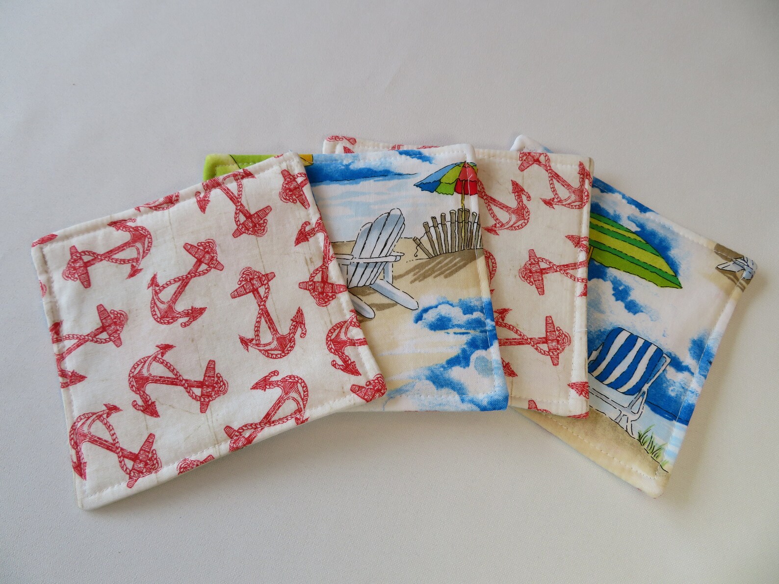 Summer Beach Coasters Set 4 Reversible Seaside Coaster - Etsy