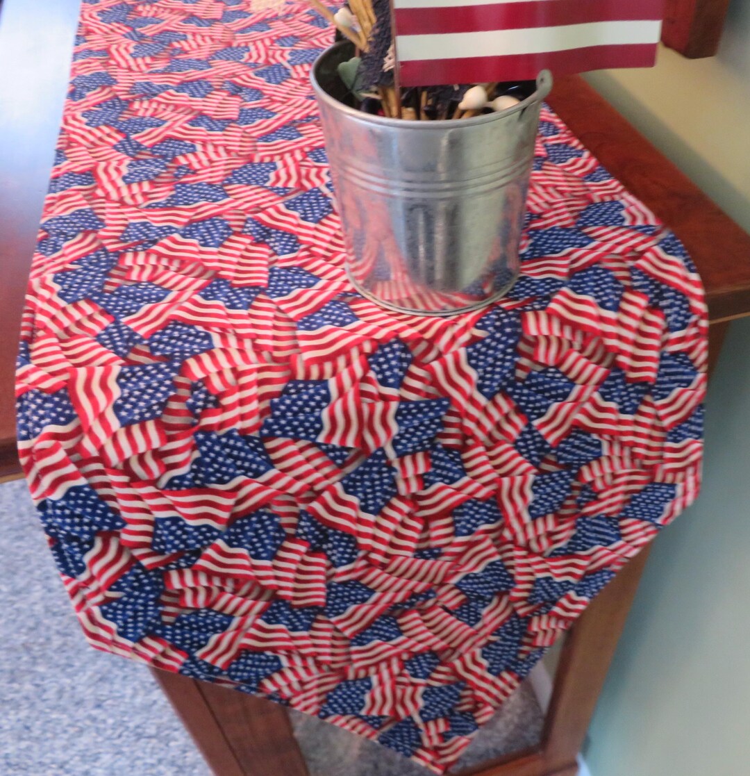 54" 72" American Flag Table Runner Reversible Red White Blue Runner ...
