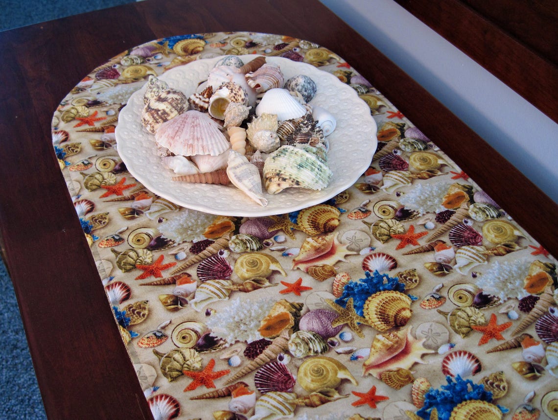 36 Coastal Living Seashell Table Runner Reversible Beach | Etsy