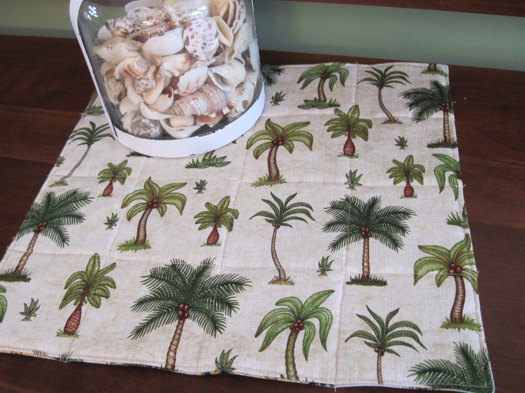 SALE Palm Tree Quilted Centerpiece Reversible Tropical Green Table ...