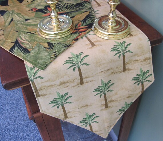 54 Palm Tree Table Runner Reversible Tropical Green Fern - Etsy