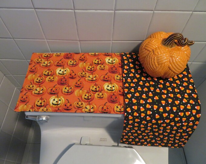 Halloween Pumpkin Toilet Tank Runner Jack O'lantern Toilet Tank Topper ...