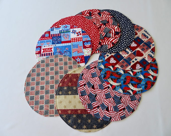 New Primitive Rag Quilt Blue Red Plaid 4th of July Americana Placemat ...