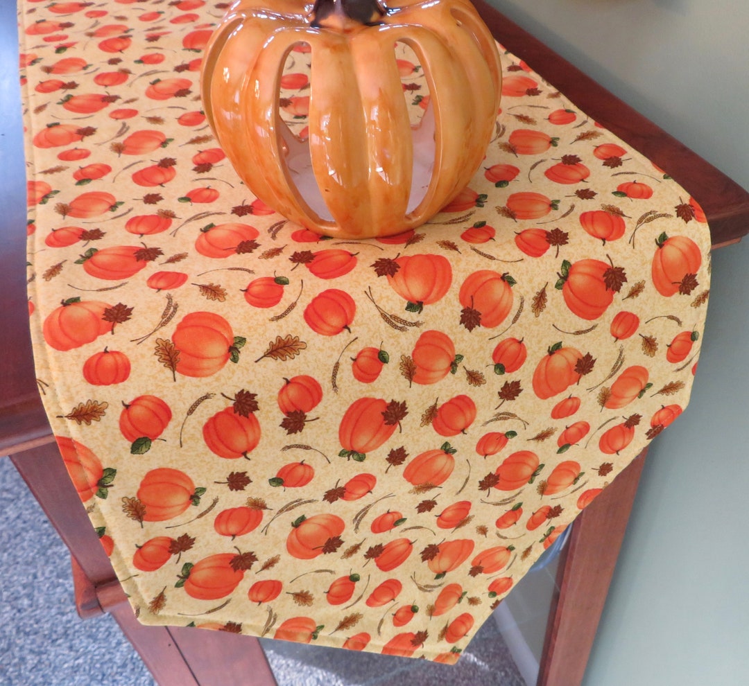 72 Pumpkin Table Runner Reversible Fall Autumn Halloween Table Runner ...