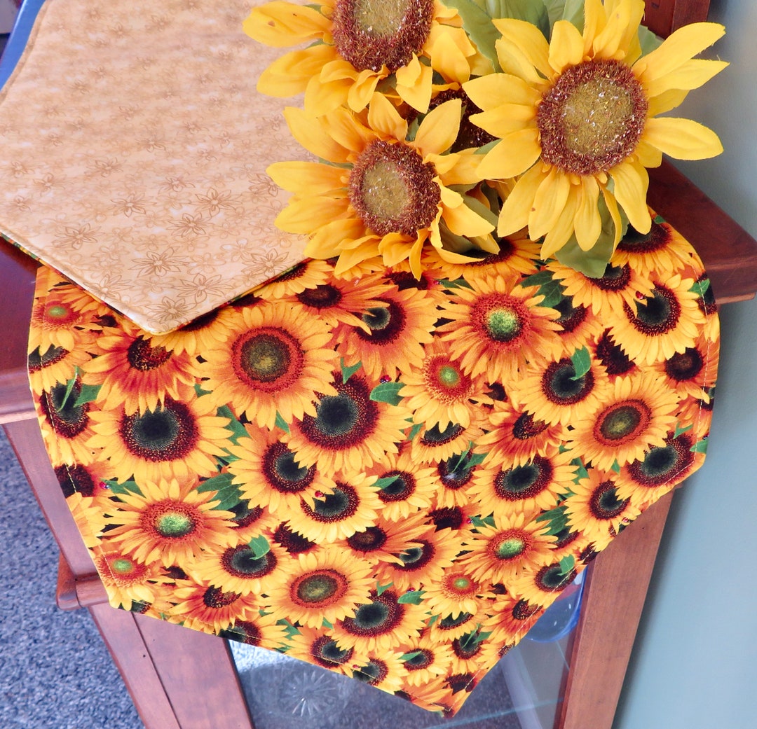 54 Sunflower Table Runner Reversible Yellow Runner - Etsy