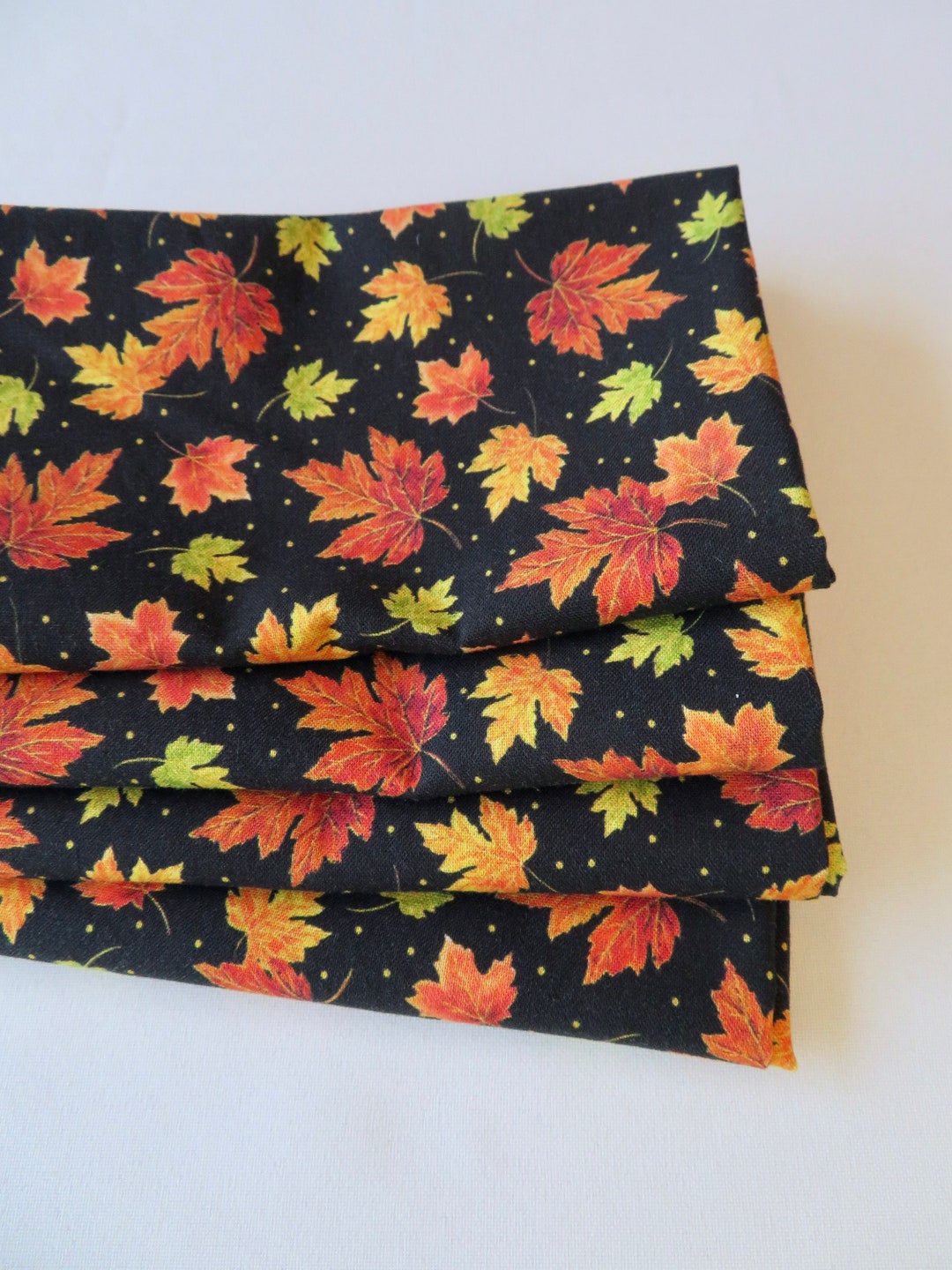Black Fall Leaves Napkins Set Autumn Leaves Napkins 4 or 6 Thanksgiving ...