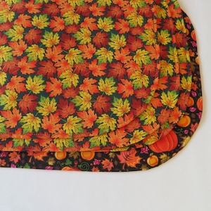 Fall Pumpkin and Leaves Oval Placemats Reversible Set 4 or 6 Autumn ...