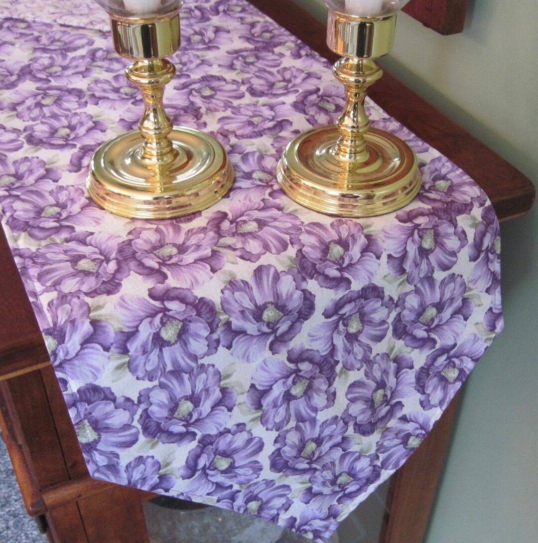 SALE 72 Lavender Floral Table Runner Reversible Spring - Etsy