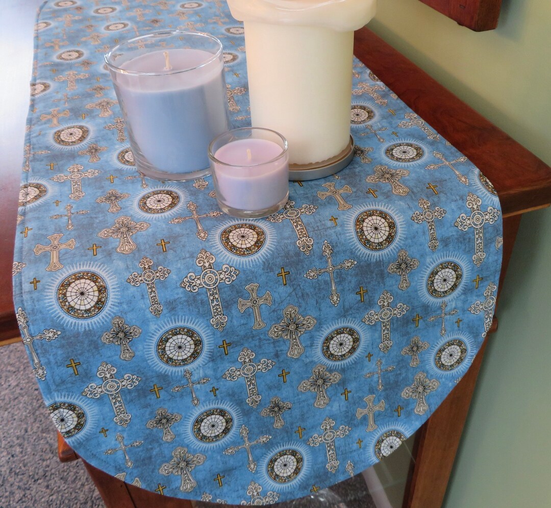 36" Blue Easter Table Runner Reversible Confirmation First ...