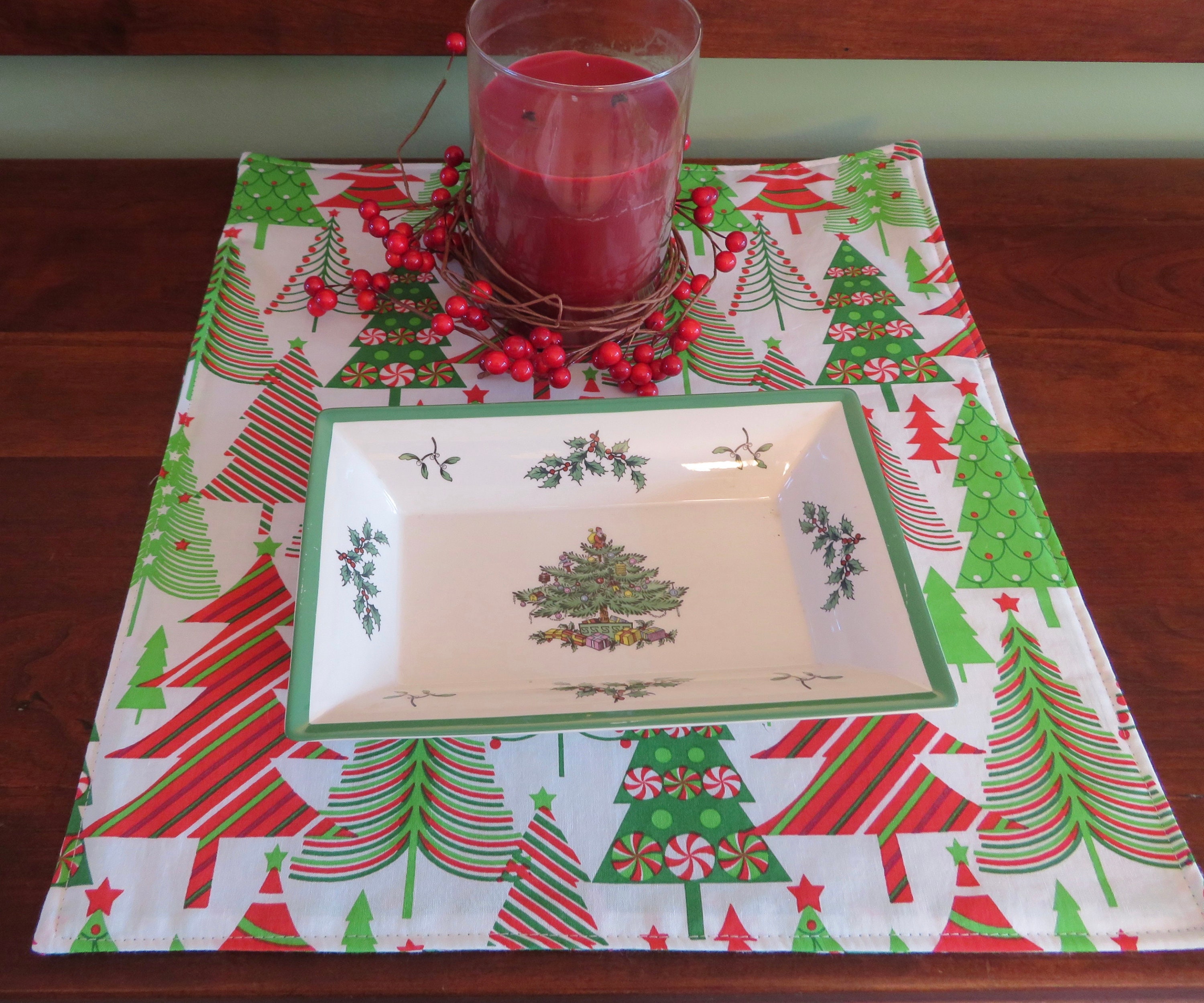 Christmas Small Table Topper Reversible Candy Cane Christmas | Etsy