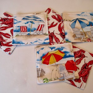 Summer Beach Coasters set 4 Reversible Seaside Coaster | Etsy