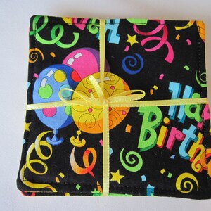 Birthday Party Coasters Set of 4 or 6 Reversible Happy | Etsy