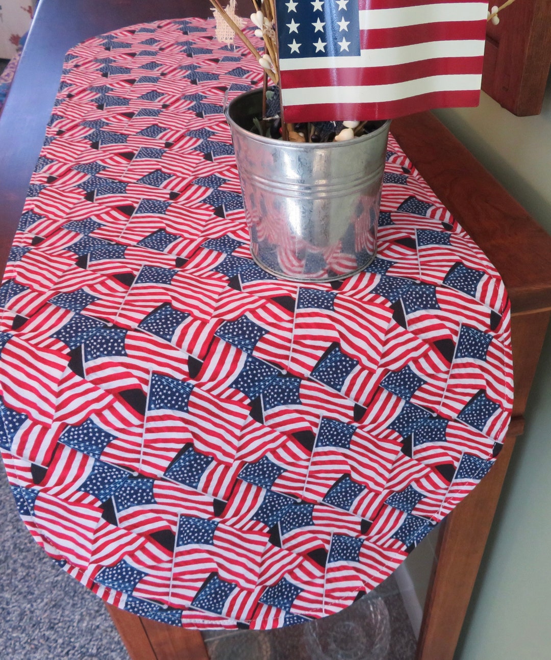 36 4th of July American Flag Table Runner Reversible Red White Blue ...
