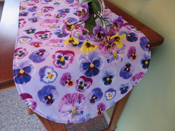 36 Purple Pansy Table Runner Reversible Purple Table | Etsy