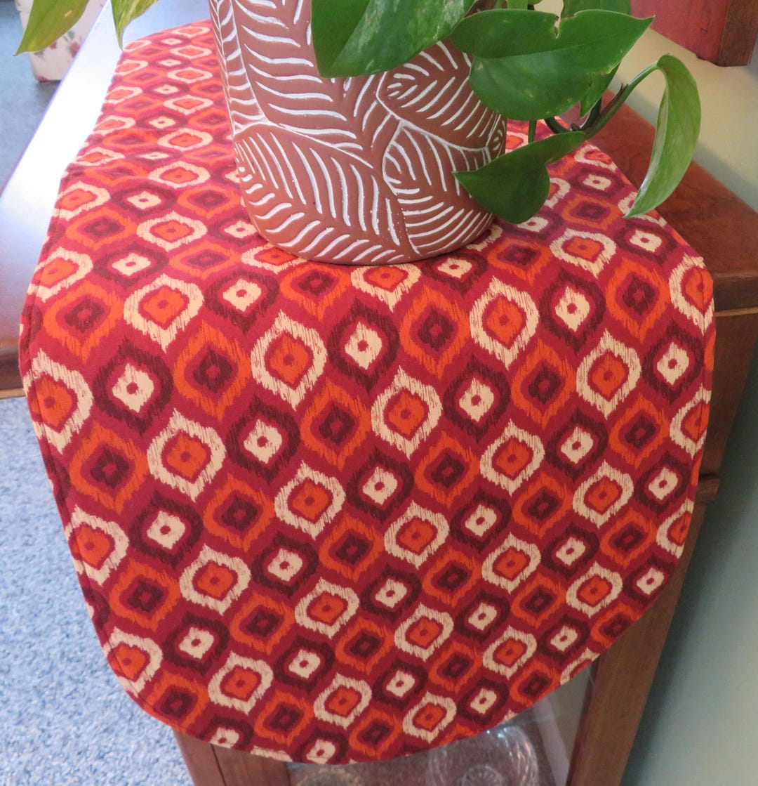 36" Rust Ikat Table Runner Reversible Brownish Red Table Runner ...