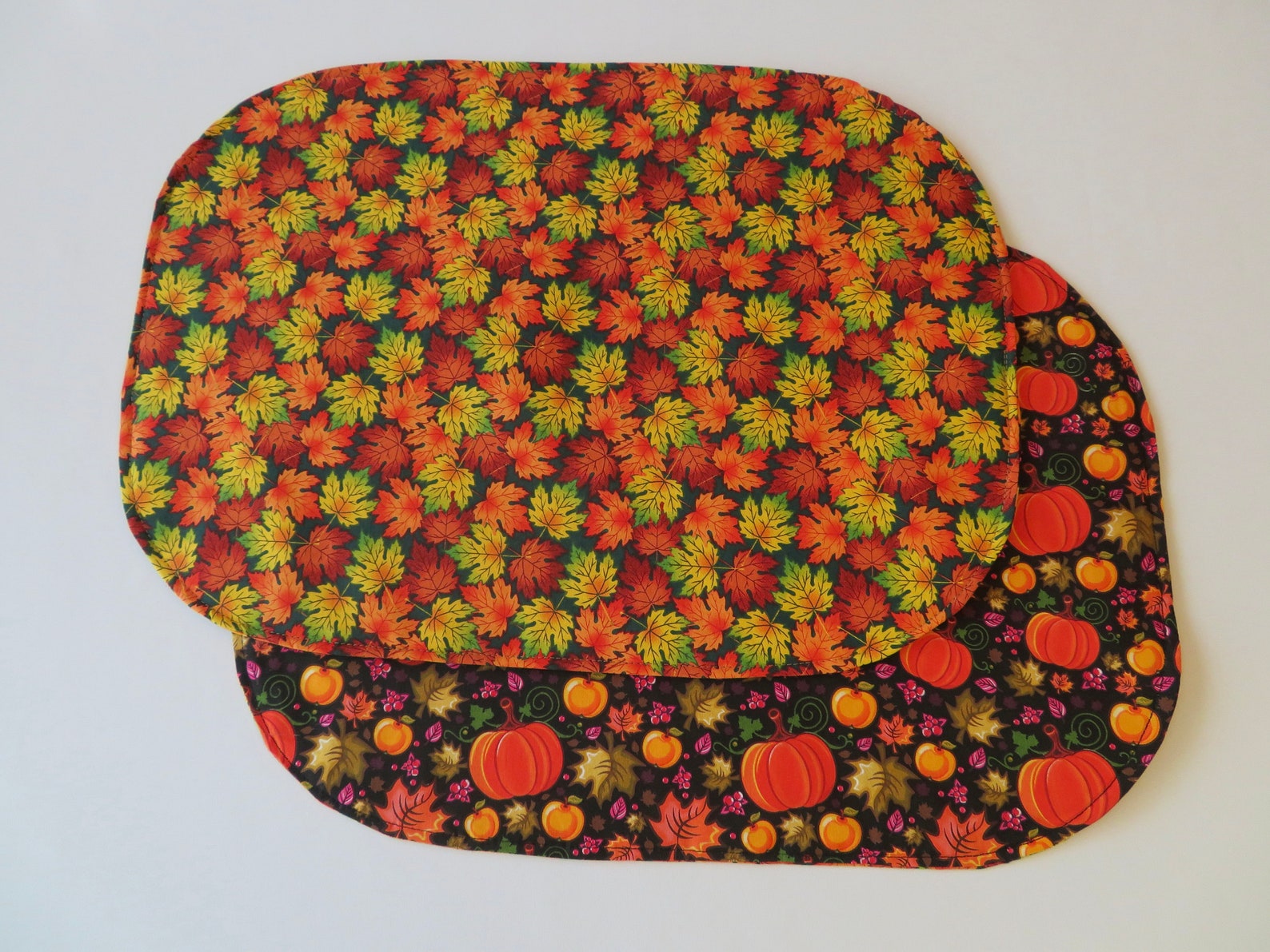 Fall Pumpkin and Leaves Oval Placemats Reversible Set 4 or 6 - Etsy