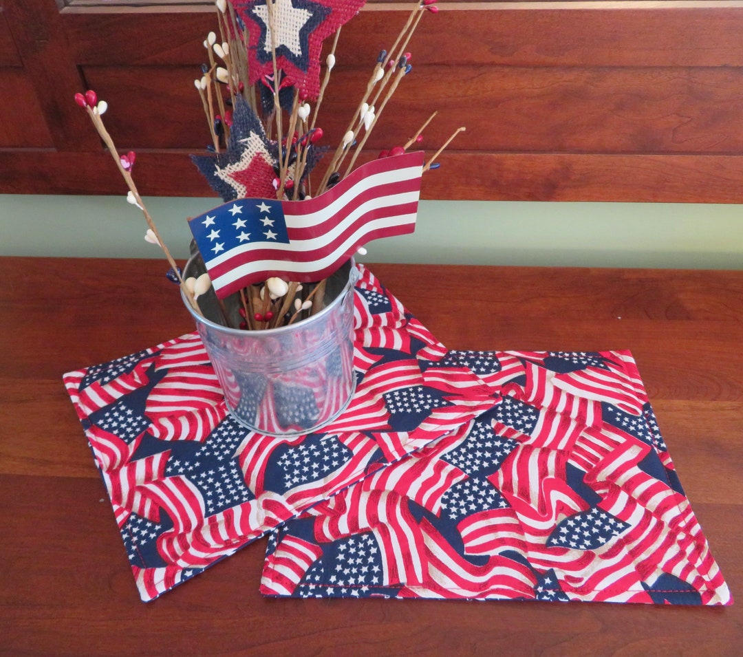 American Flag Centerpiece Table Topper Reversible Red White and Blue ...