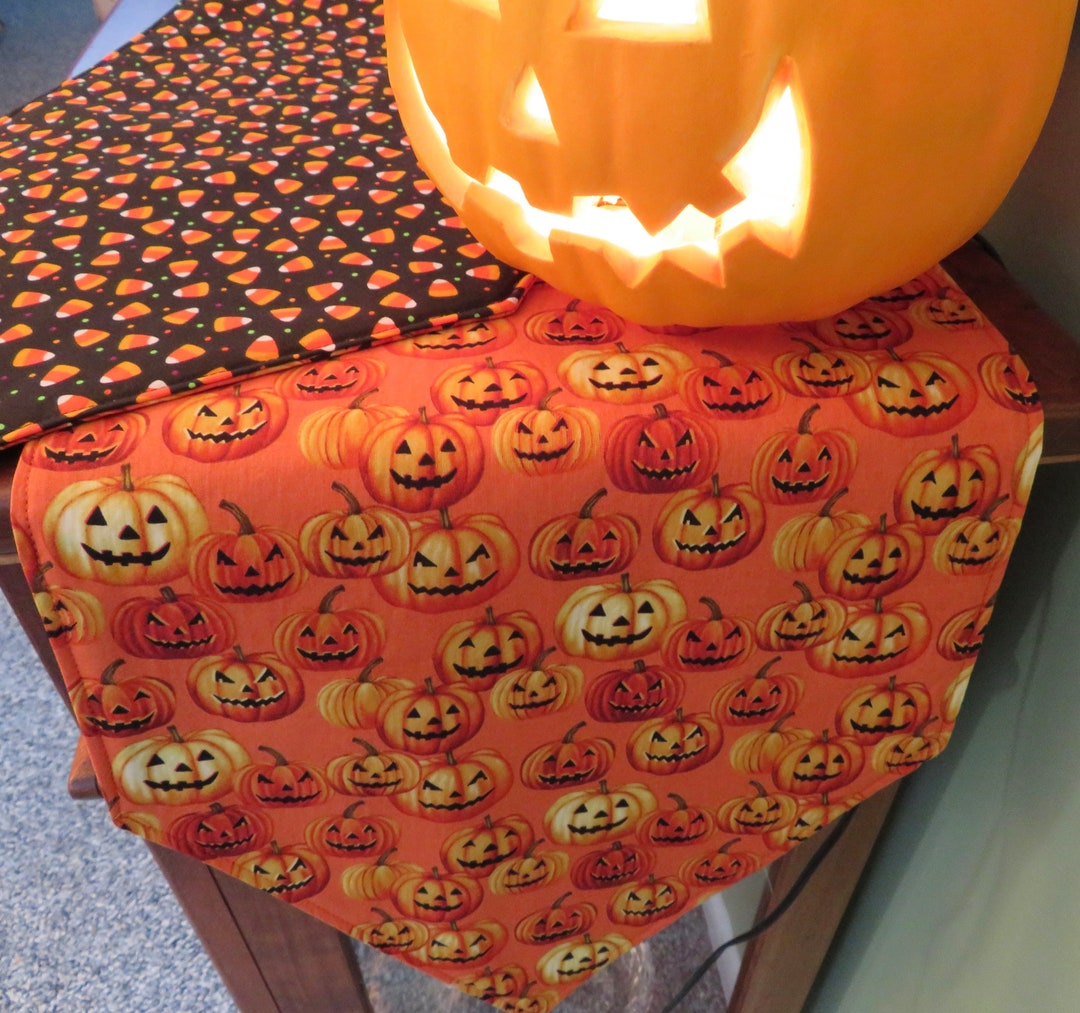 54 Halloween Pumpkin Table Runner Jack O'lantern Table Runner Orange ...