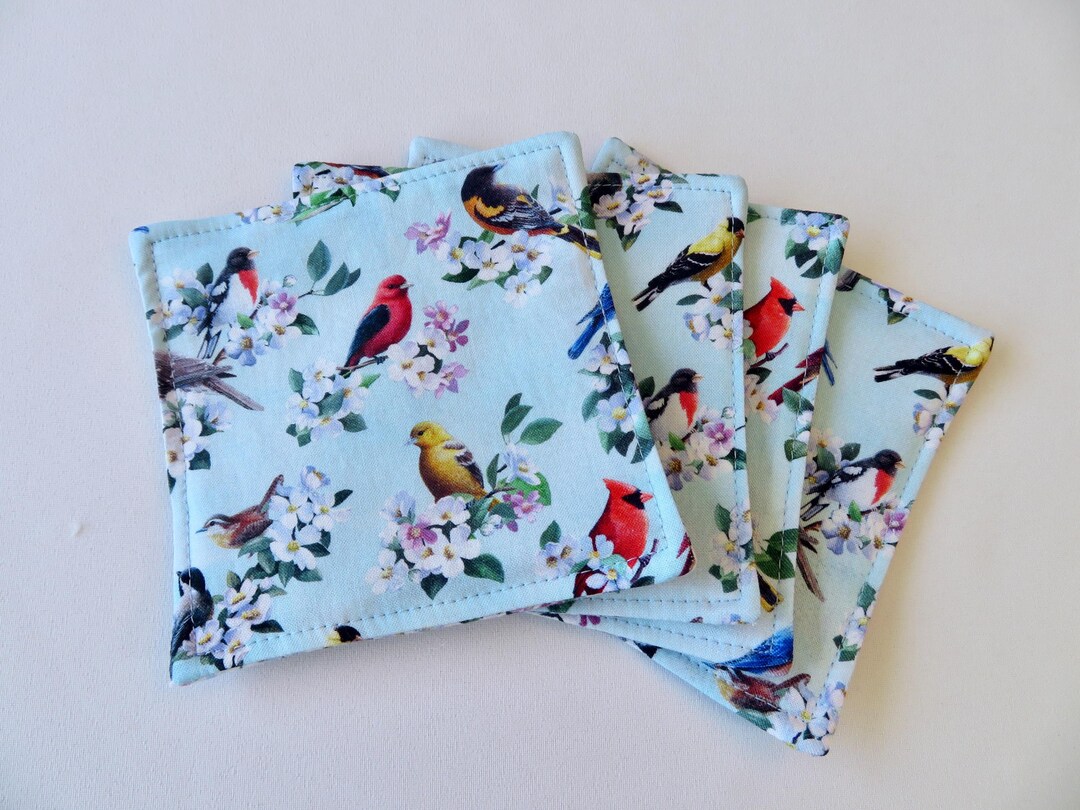 Bird Coasters Set Reversible 4 or 6 Various Bird Coasters Cardinal ...