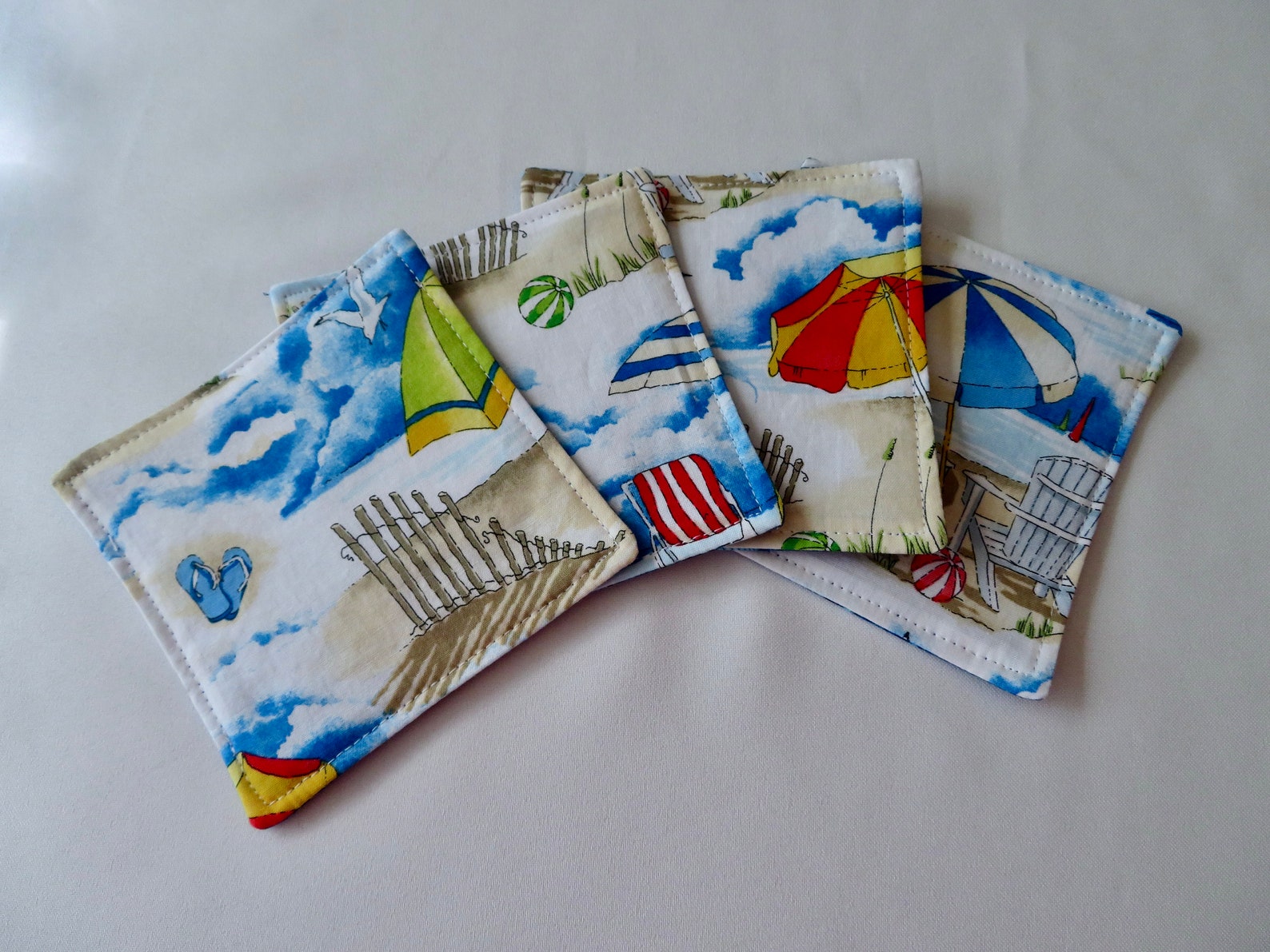 Summer Beach Coasters Set 4 Reversible Seaside Coaster - Etsy