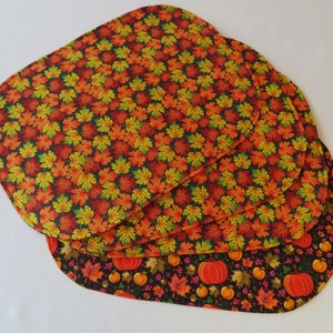 Fall Pumpkin and Leaves Oval Placemats Reversible Set 4 or 6 Autumn ...