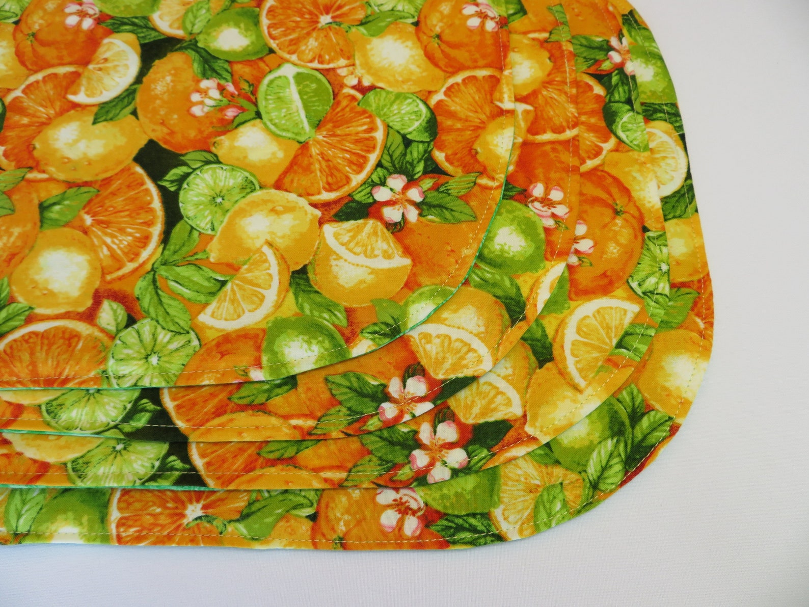 Orange Citrus Oval Placemats Set 4 or 6 Reversible Summer | Etsy