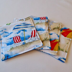 Summer Beach Coasters Set 4 Reversible Seaside Coaster - Etsy