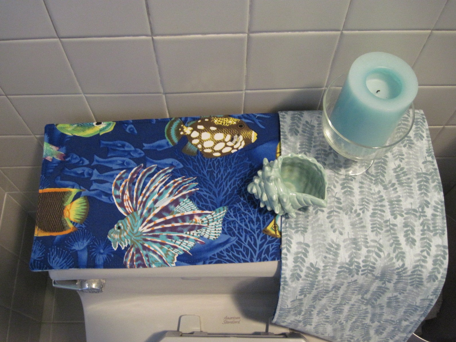 Tropical Fish Toilet Tank Runner Nautical Toilet Tank Topper Blue ...