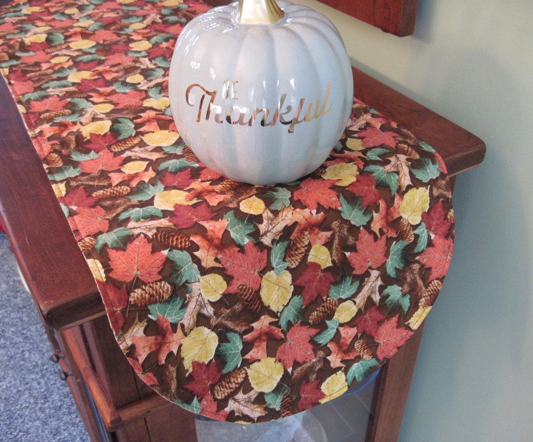 36 Autumn Leaves Table Runner Reversible Fall Table Runner Rustic Table ...