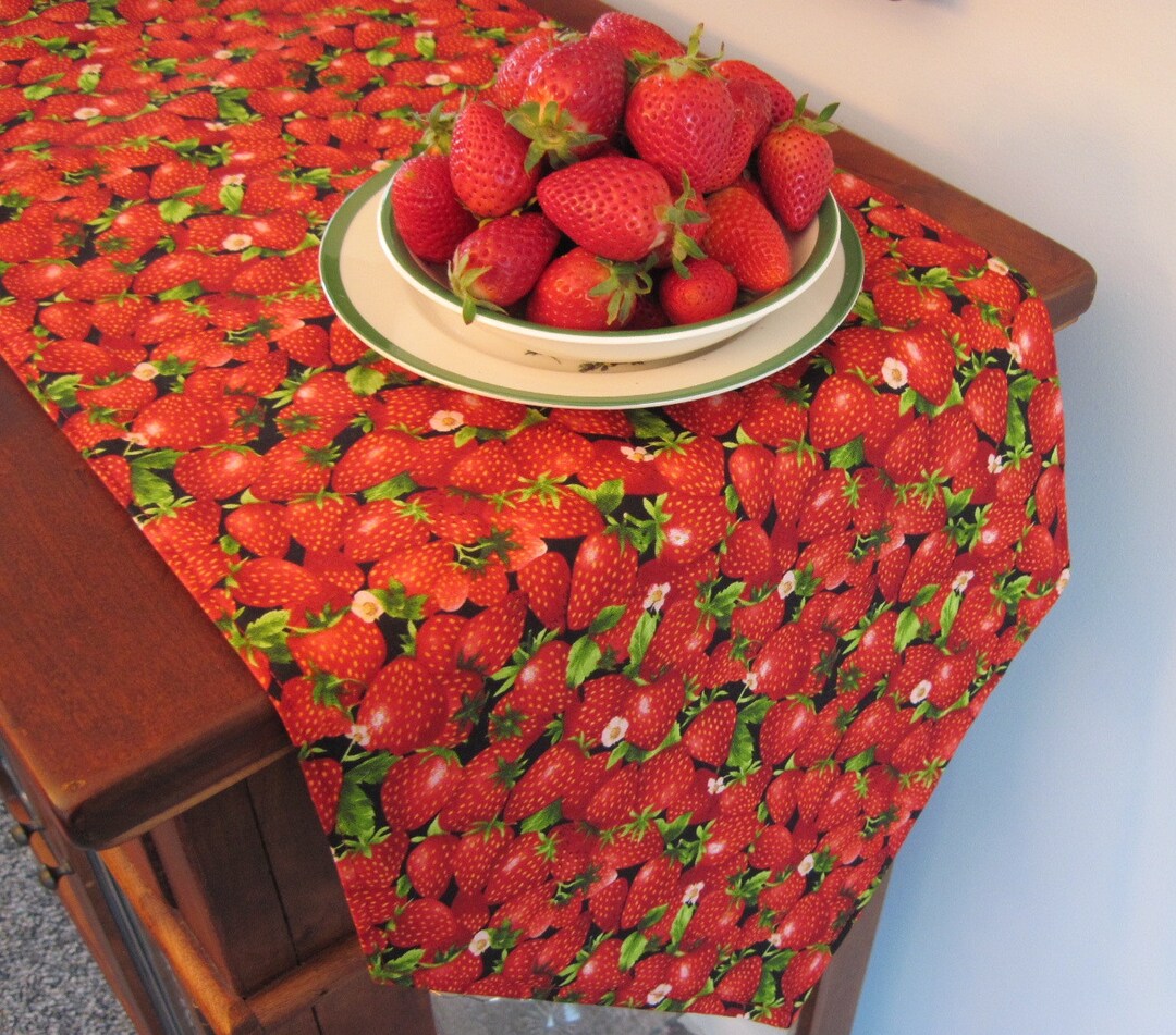SALE 54" 72" Strawberry Table Runner Reversible Table Runner Red Table ...