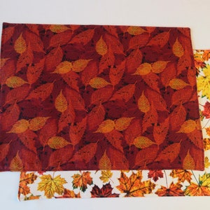 Autumn Fall Leaves Placemats Reversible Set 4 or 6 Large Autumn Leaf ...