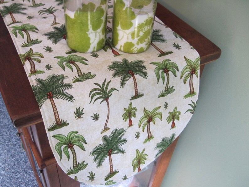 36 Palm Tree Table Runner Reversible Tropical Green - Etsy