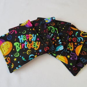 Birthday Party Coasters Set of 4 or 6 Reversible Happy - Etsy