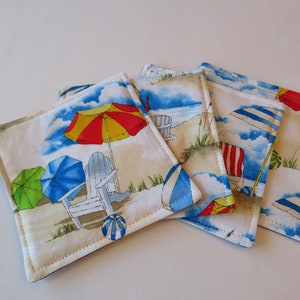Summer Beach Coasters Set 4 Reversible Seaside Coaster - Etsy