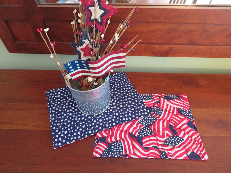 American Flag Centerpiece Table Topper Reversible Red White and Blue ...