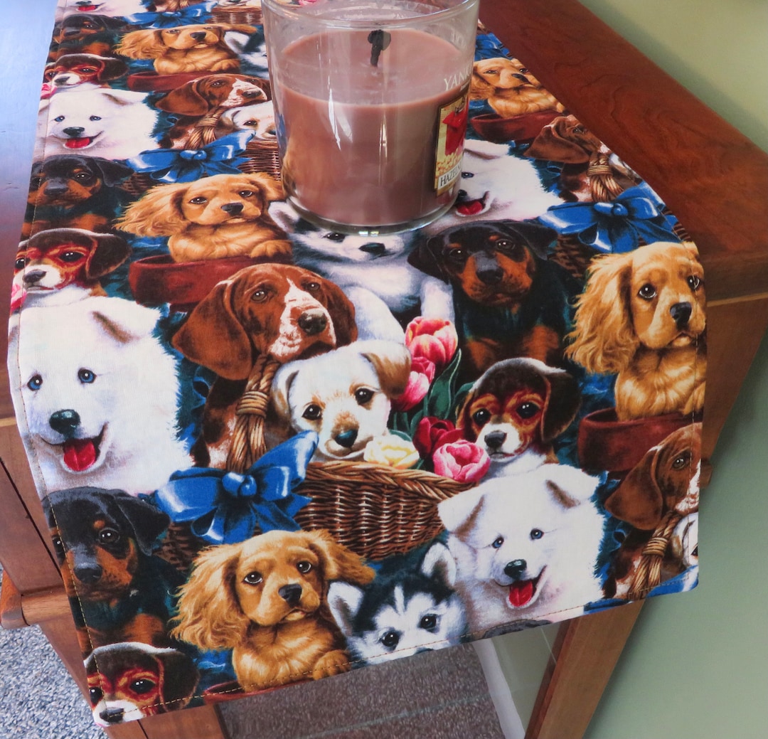 35" 36" Dog Table Runner Reversible Puppy Table Runner Doggy ...