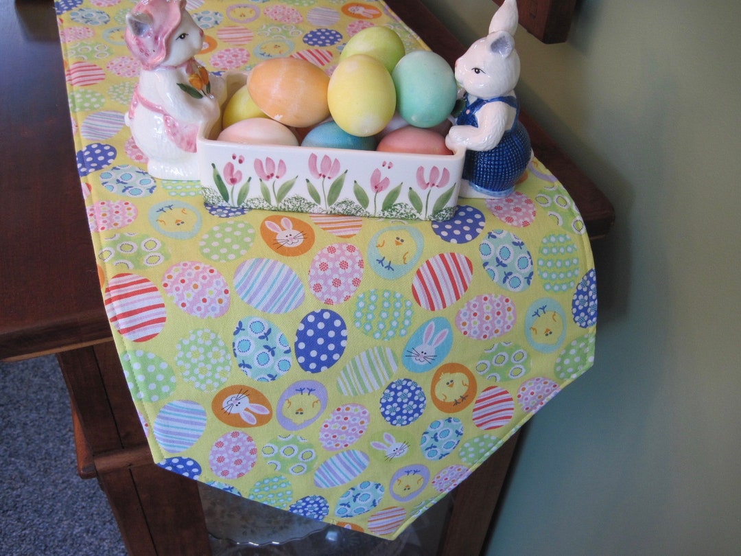 72 Yellow Easter Table Runner Reversible Easter Egg Table Runner Decorated Eggs Easter ...