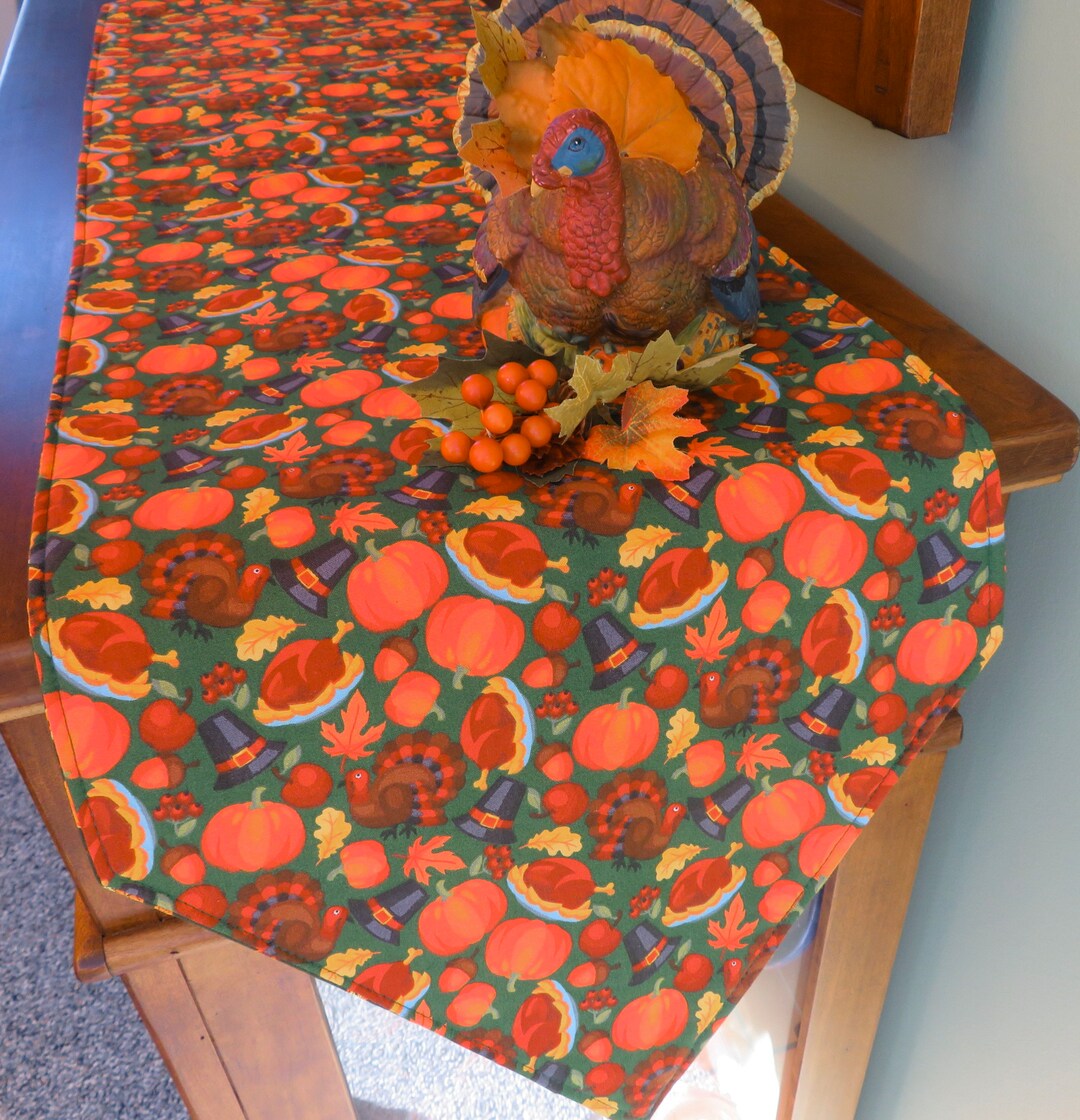 54" Thanksgiving Turkey Table Runner Reversible Thanksgiving Theme ...