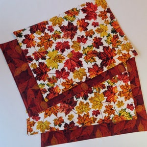 Autumn Fall Leaves Placemats Reversible Set 4 or 6 Large Autumn Leaf ...